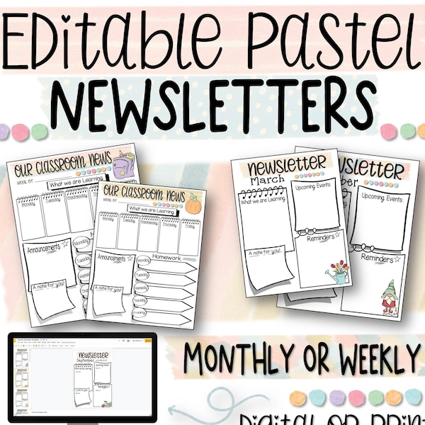 Newsletter Template Editable - Etsy