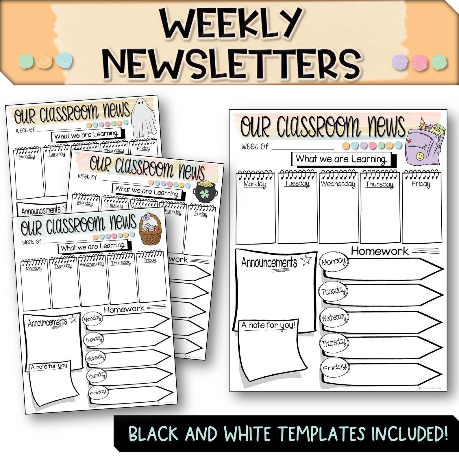Pastel Monthly Weekly Seasonal Newsletter Templates Editable + Digital ...