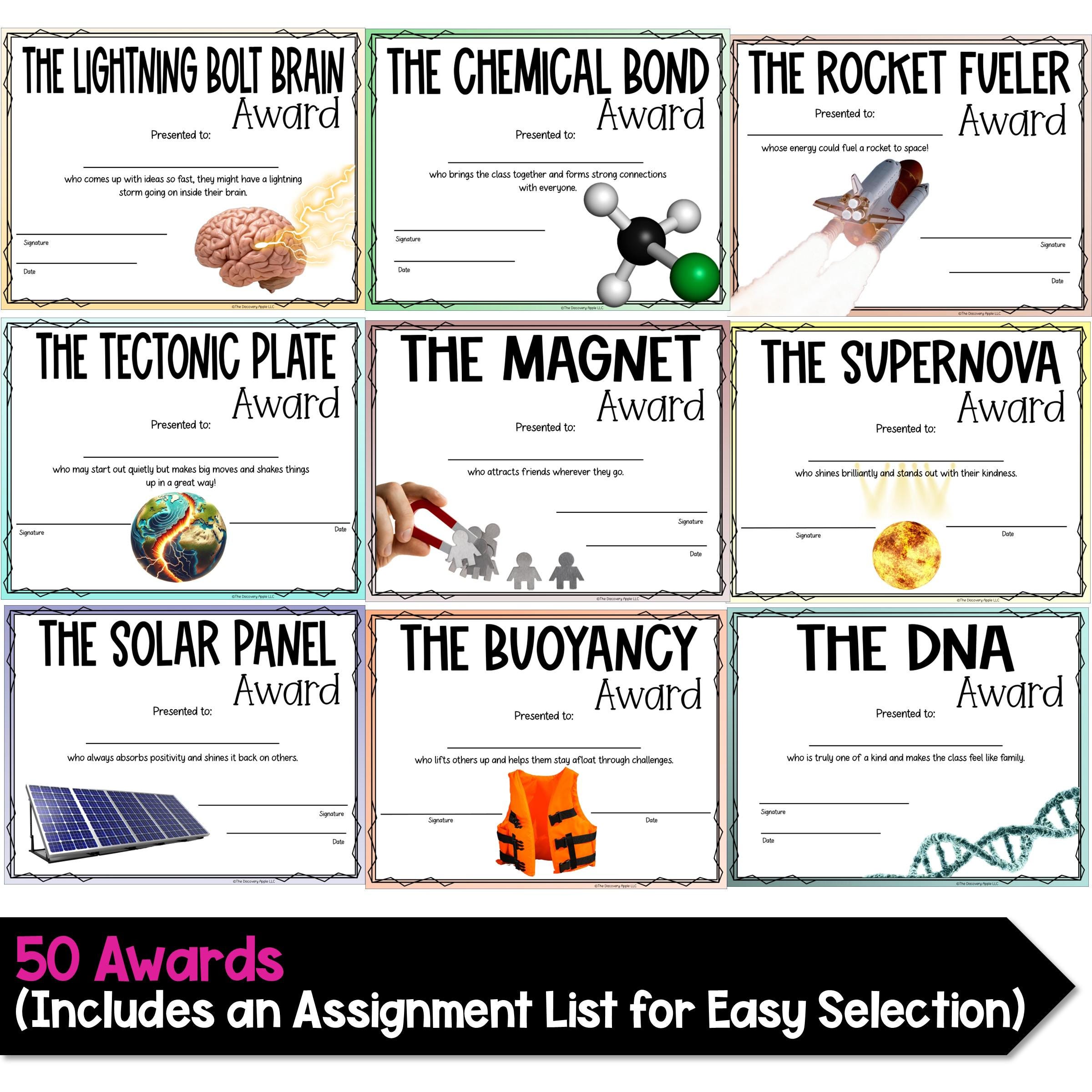50 End of the Year Science Awards | Editable Science Certificates for ...
