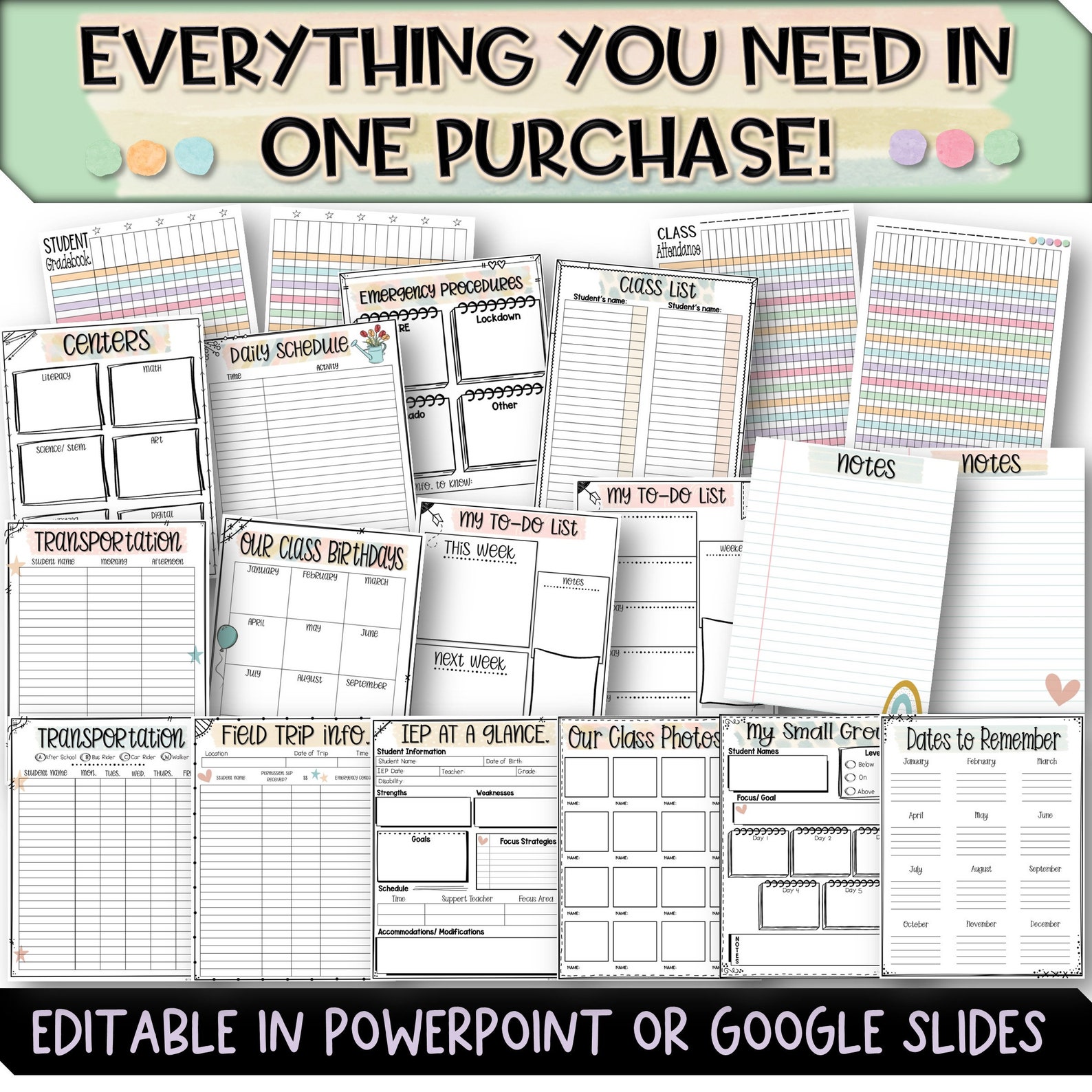 Editable Binder Forms for Your Teacher Planner + Weekly Lesson Plan ...
