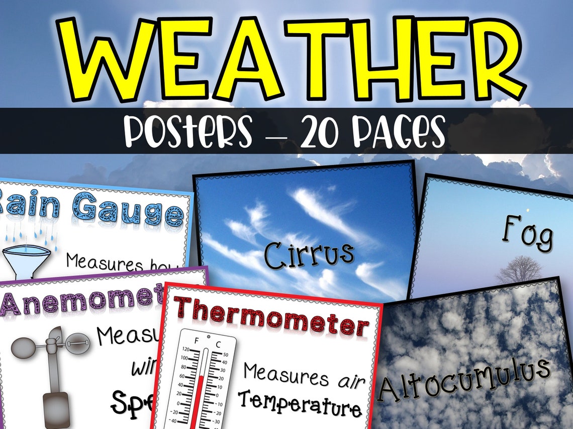 20 Weather Posters - Weather Tools, Fronts, Clouds | Homeschool ...