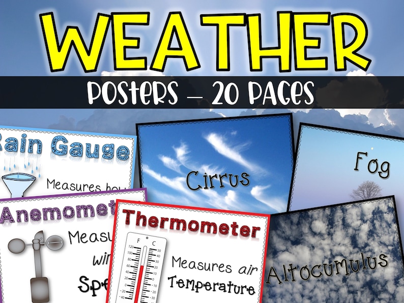 20 Weather Posters - Weather Tools, Fronts, Clouds | Homeschool ...