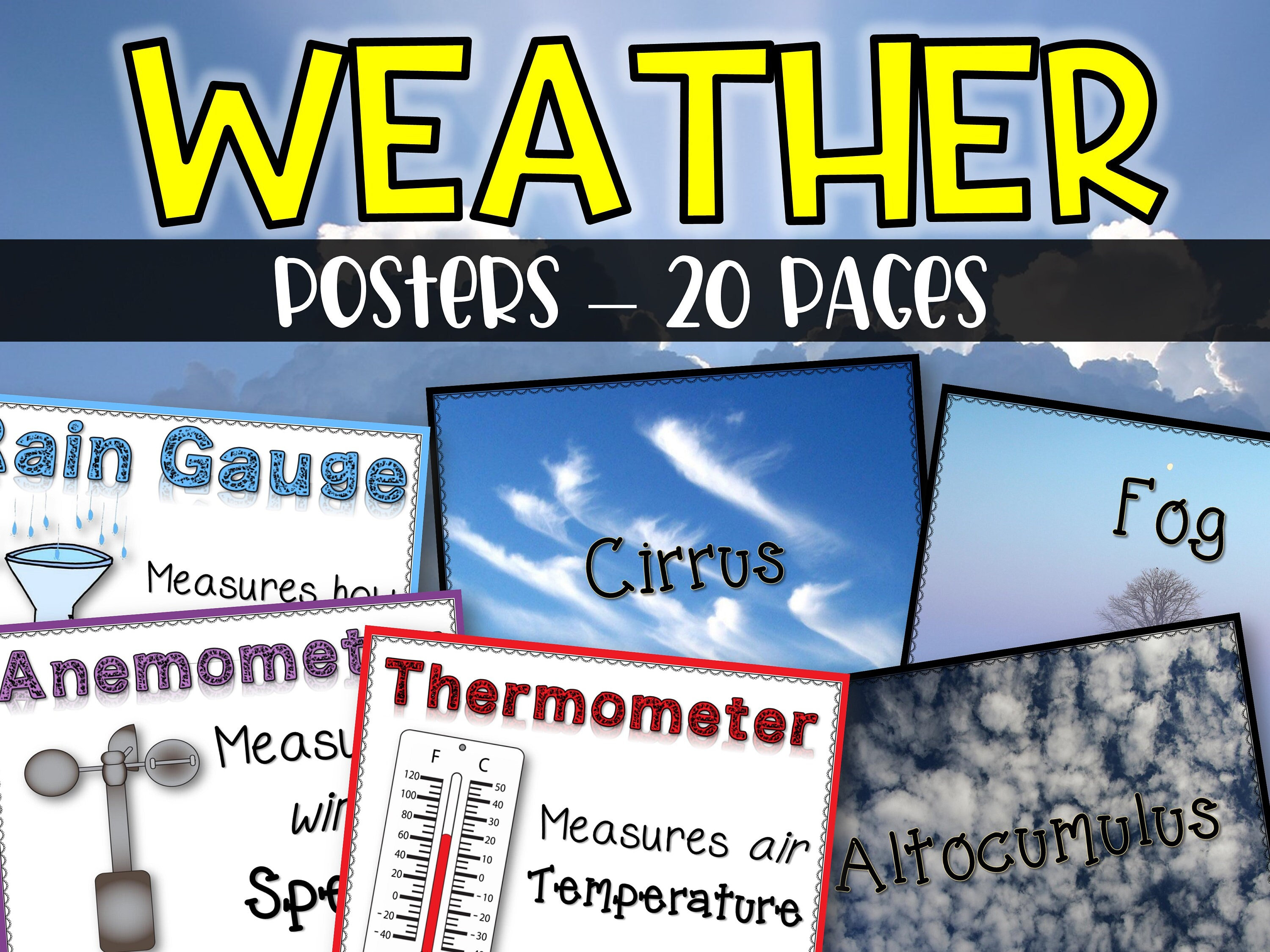 20 Weather Posters - Weather Tools, Fronts, Clouds | Homeschool ...