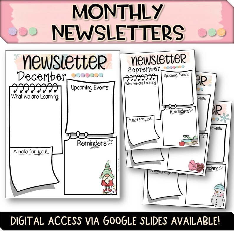 Pastel Monthly Weekly Seasonal Newsletter Templates Editable + Digital ...