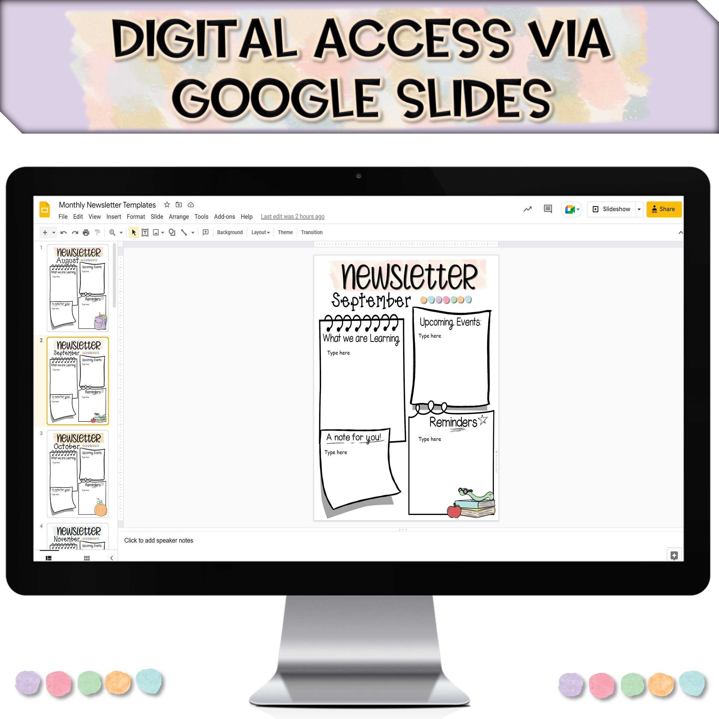 Pastel Monthly Weekly Seasonal Newsletter Templates Editable + Digital ...