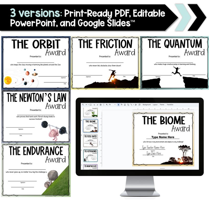 50 End of the Year Science Awards | Editable Science Certificates for ...
