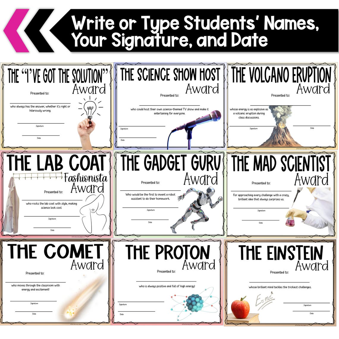 50 End of the Year Science Awards | Editable Science Certificates for ...