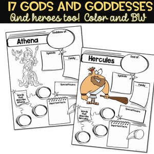 Greek Gods and Goddesses Research Graphic Organizers Greek Mythology ...