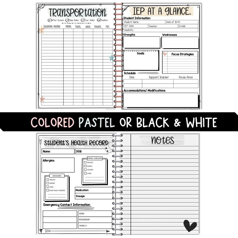 Editable Binder Forms for Your Teacher Planner + Weekly Lesson Plan ...