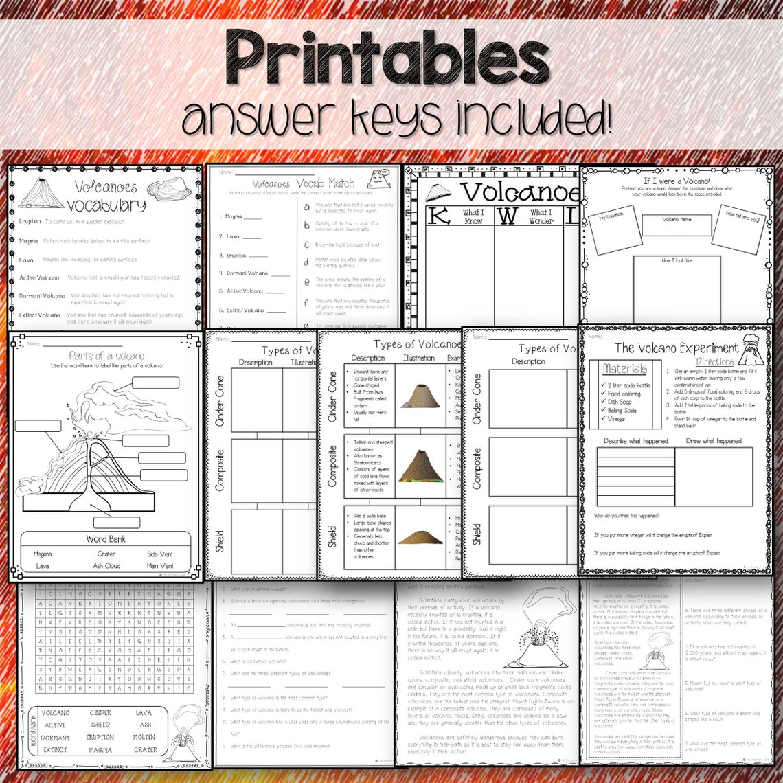 Volcanoes Unit Bundle Study - Printables, Acitivites, Editable ...