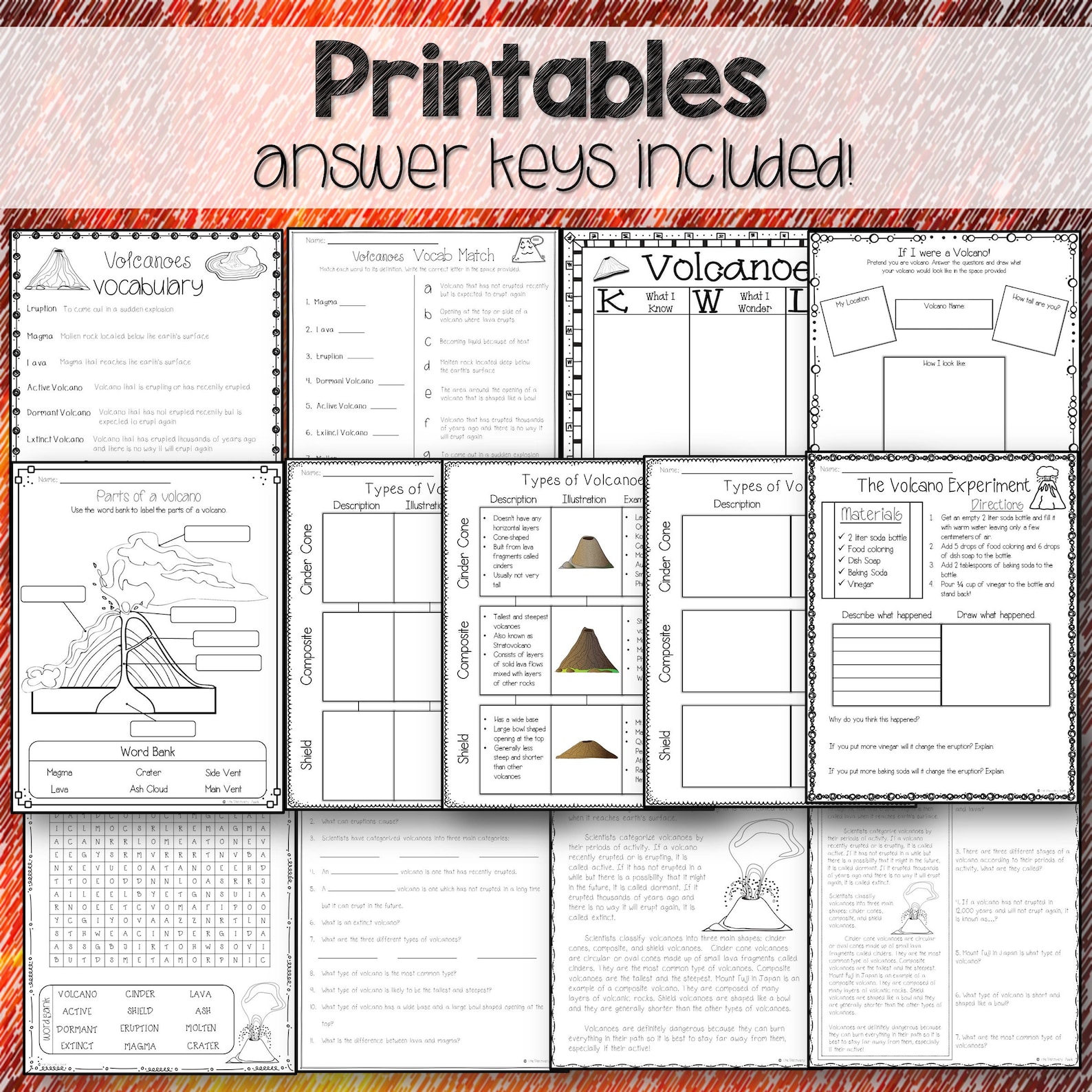 Volcanoes Unit Bundle Study - Printables, Acitivites, Editable ...