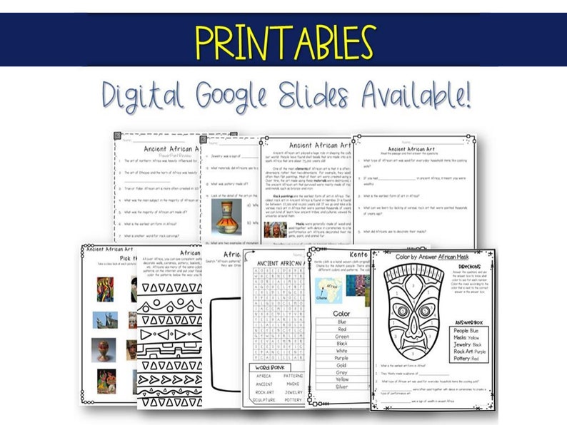 Art Around the World AFRICA –activities & Editable Powerpoint Distance ...