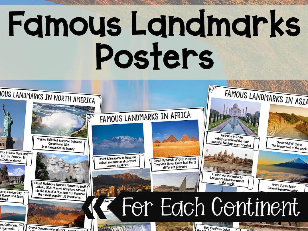 Famous Landmarks Informational Posters | for the 7 Continents ...