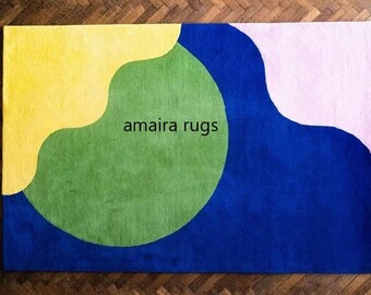 White Birds With Grey Loop Background Hand-tufted 100% Wool Handmade ...