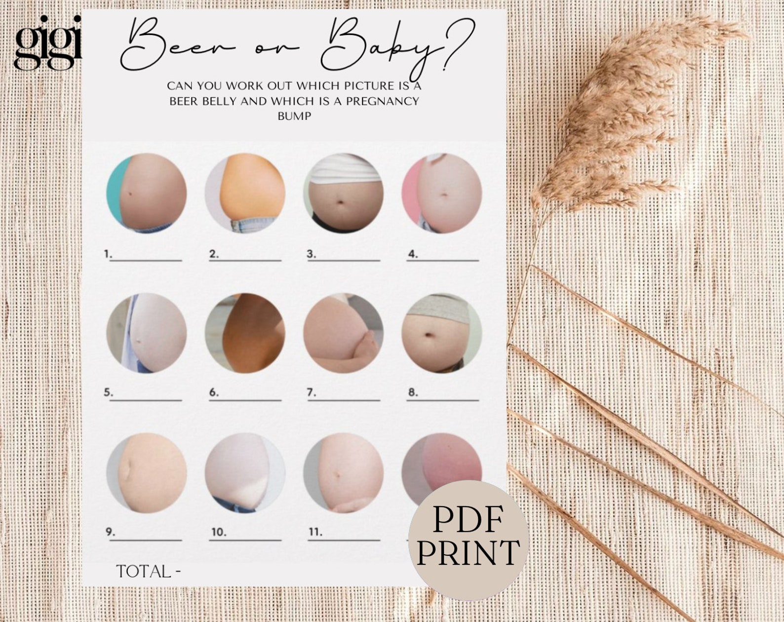 Beer or Baby Belly Funny Baby Shower Game,minimalist Baby Shower Game ...