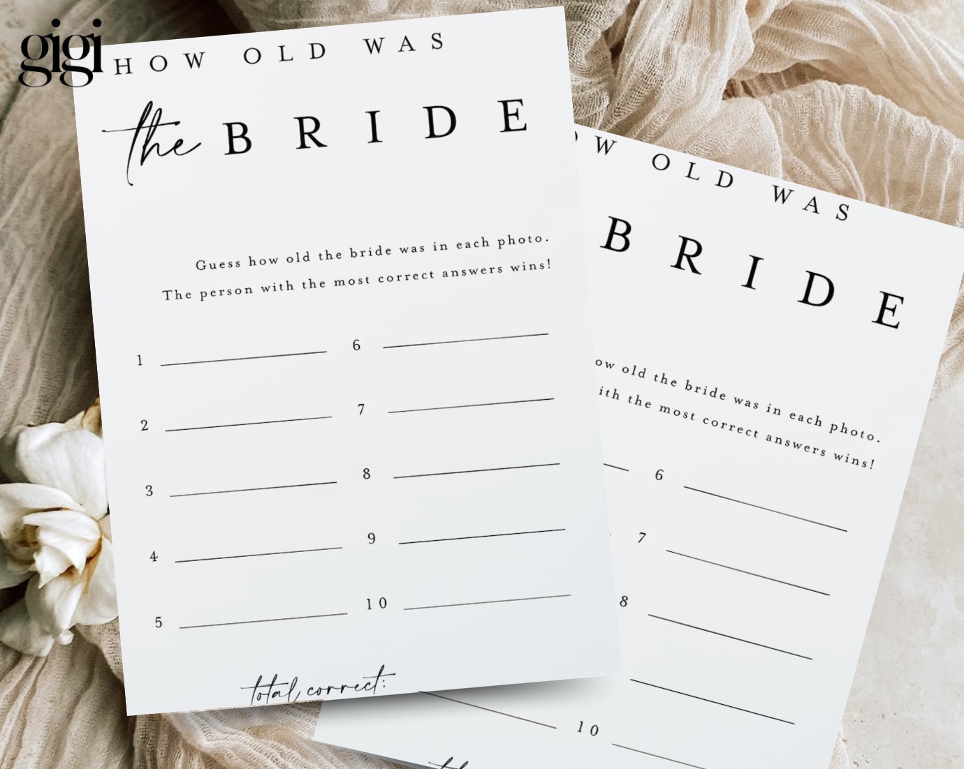 How Old Was the Bride, Minimalist Bridal Shower Game, Guess Bride Age ...