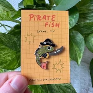Fish Pirate Enamel Pin - Etsy