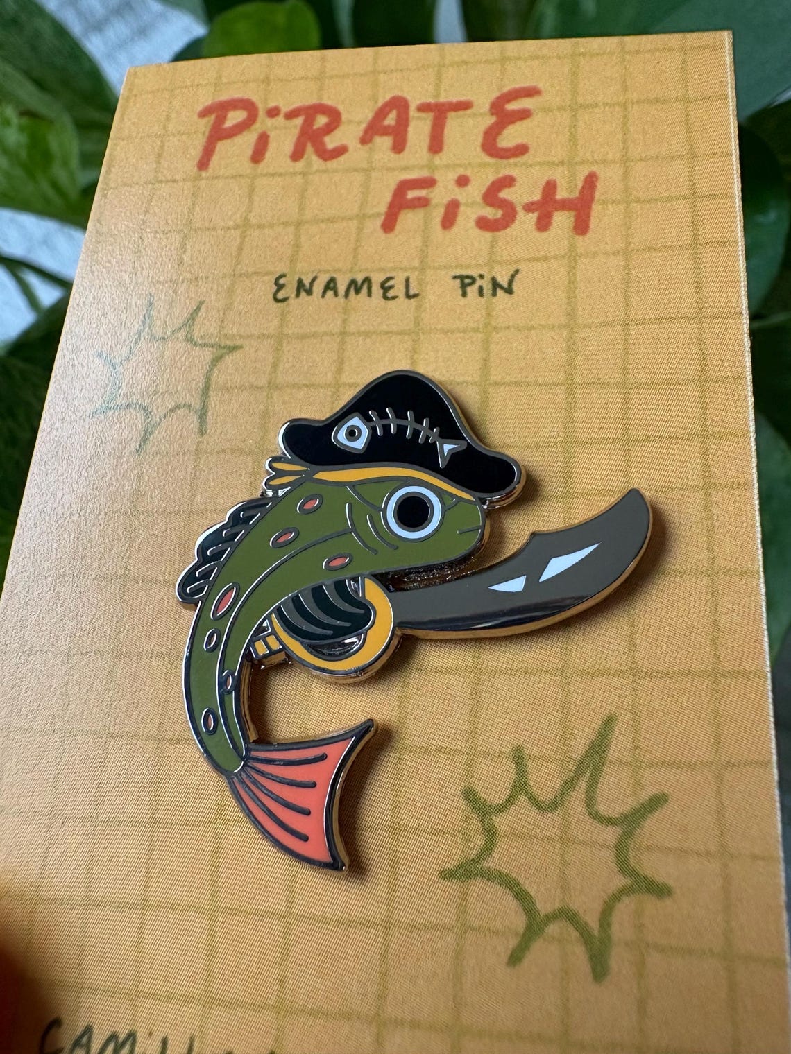 Fish Pirate Enamel Pin - Etsy