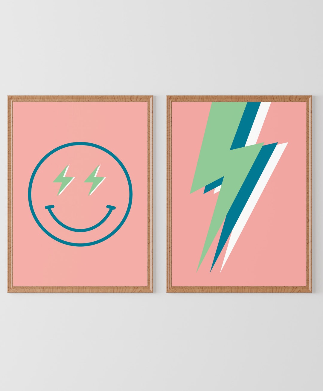 Smiley Face Lightning Bolt Wall Print | Wall Print | Dorm Room ...
