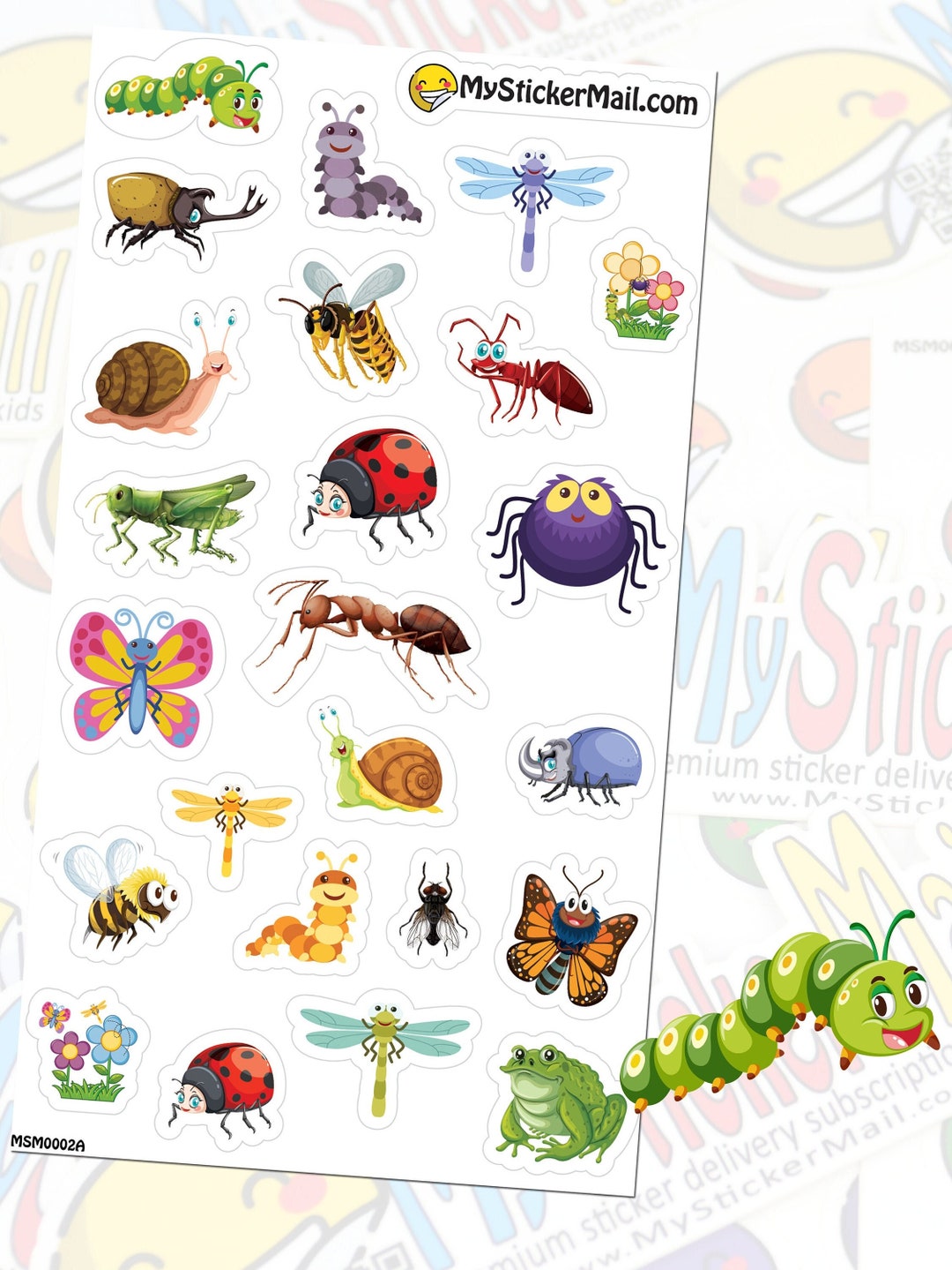 Bugs Sticker Sheet Cute Bug Stickers Bright and Fun - Etsy