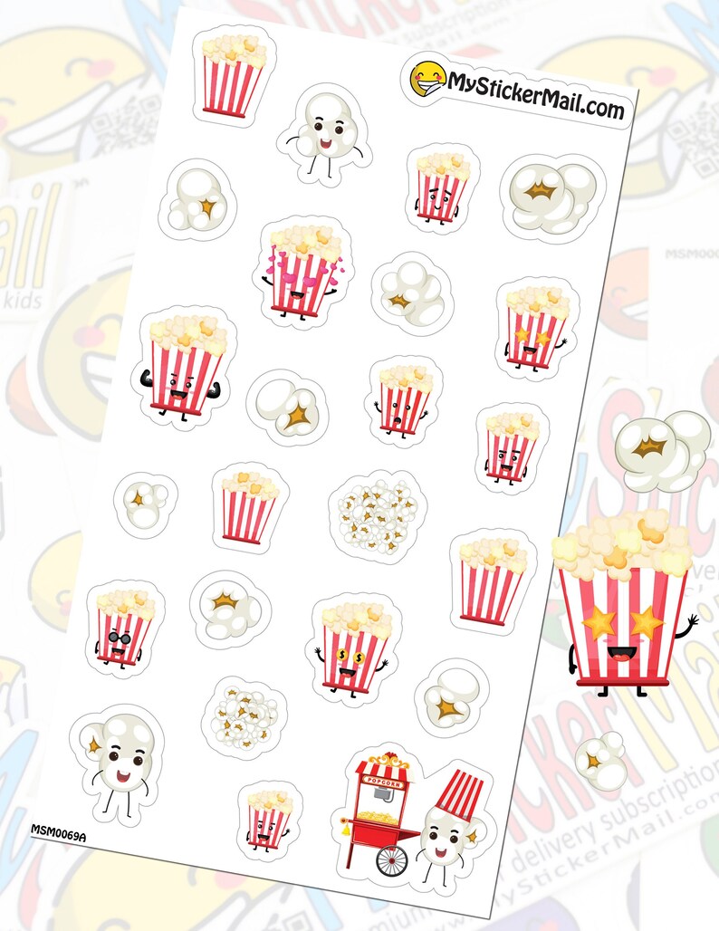 Popcorn Stickers Movie Popcorn Stickers Sticker Sheet Scrapbook ...