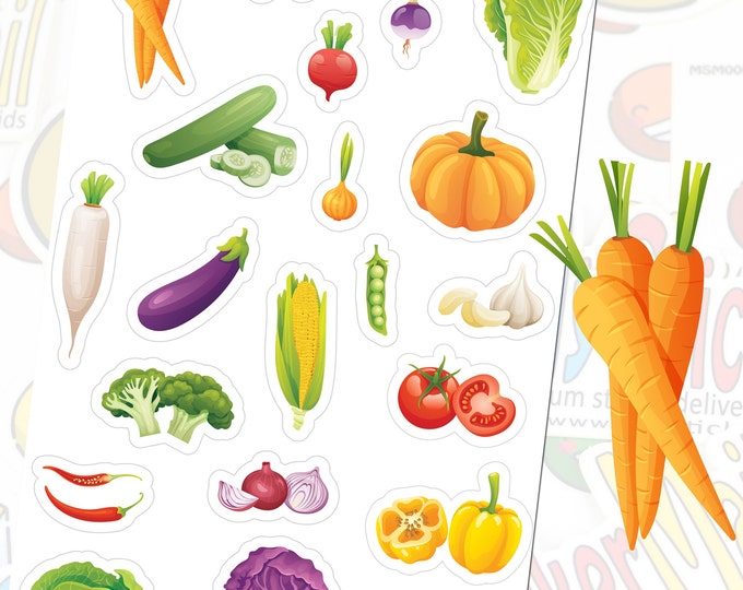 Vegetable Stickers | Farmers Market | Cute | Sticker Sheet | Scrapbook ...