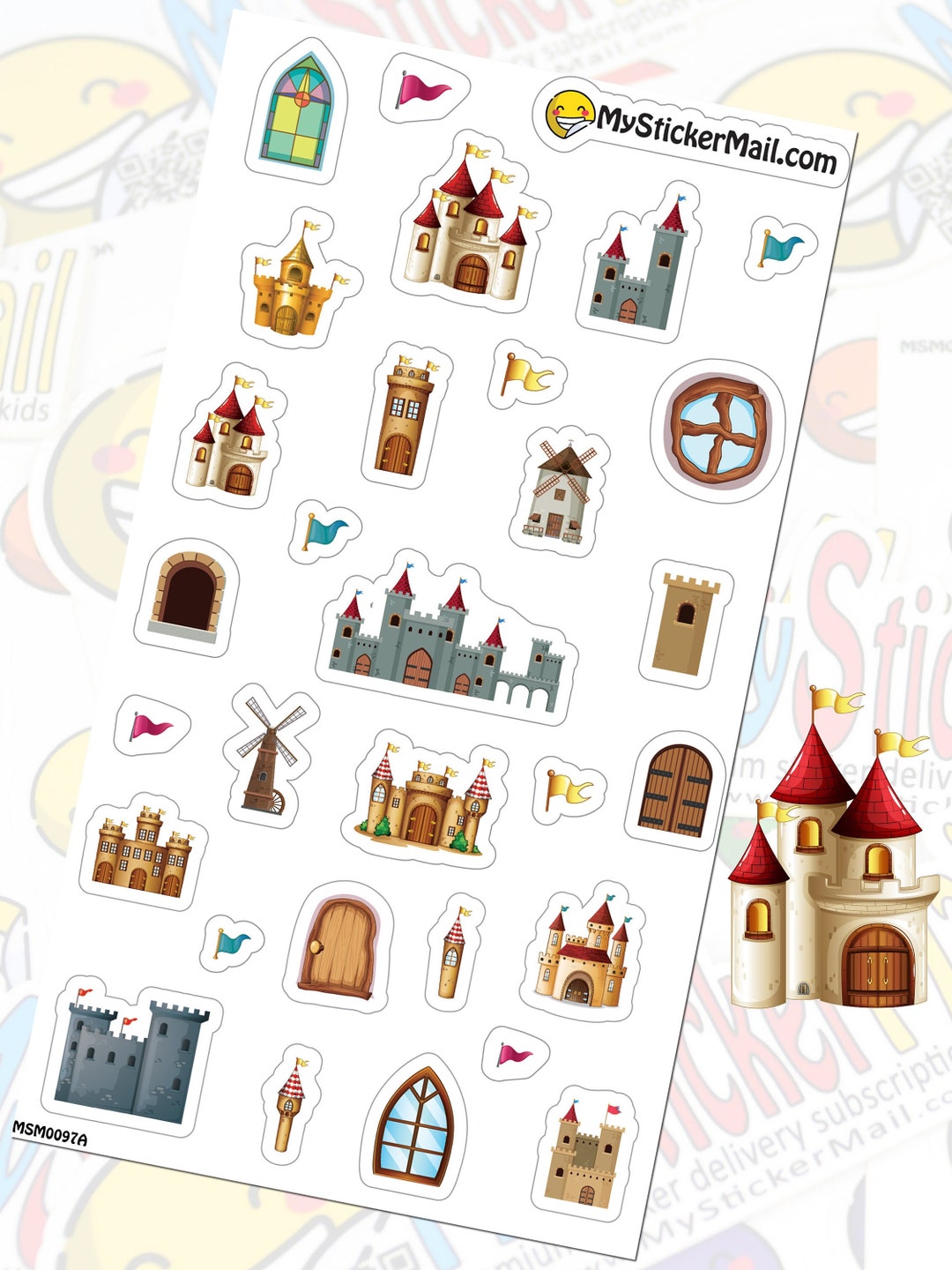 Castle Sticker Sheet Cute Fairy Tale Stickers Scrapbook - Etsy