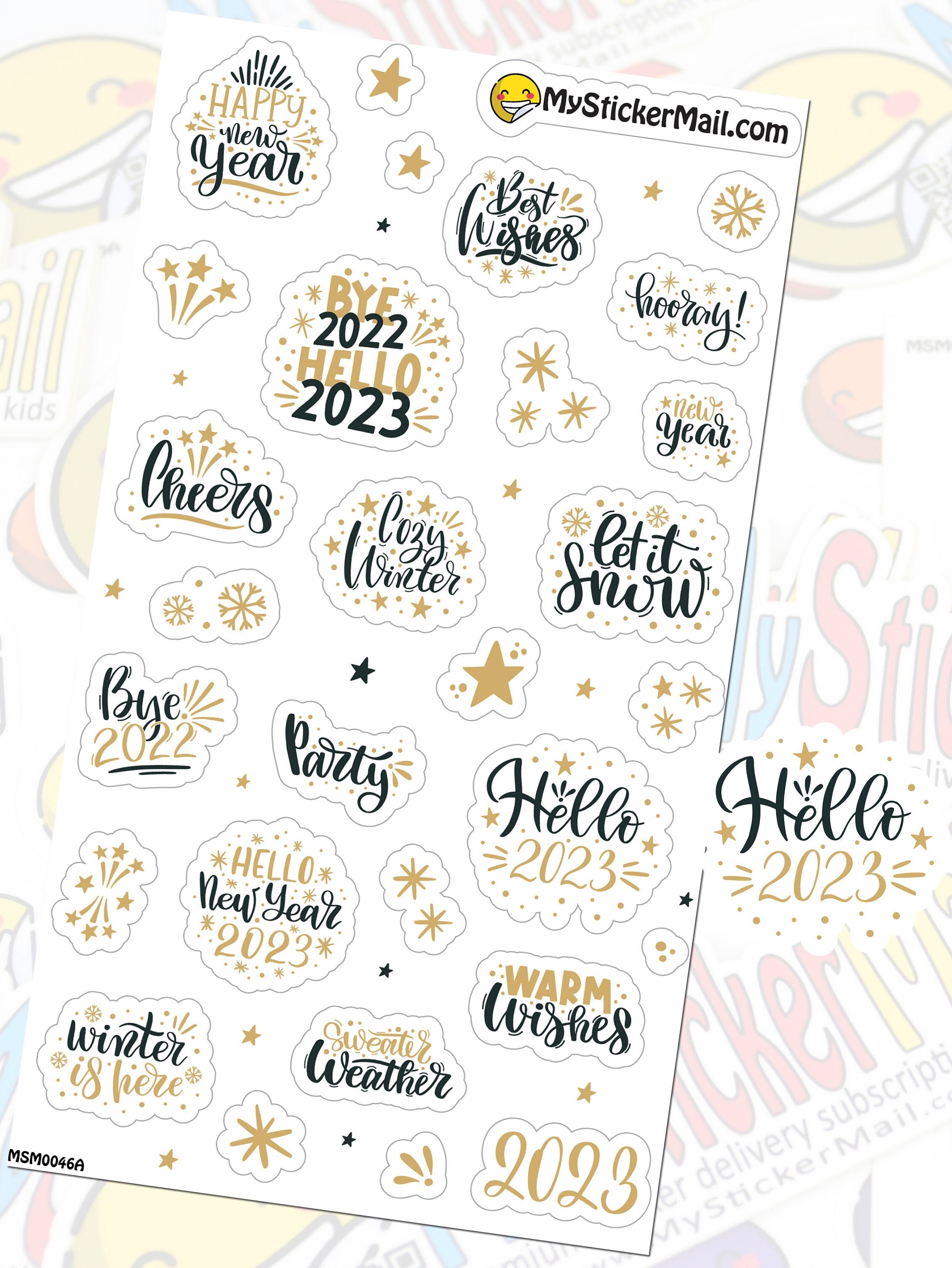 New Years Stickers 2023 Stickers Happy New Year Winter Scrapbook ...