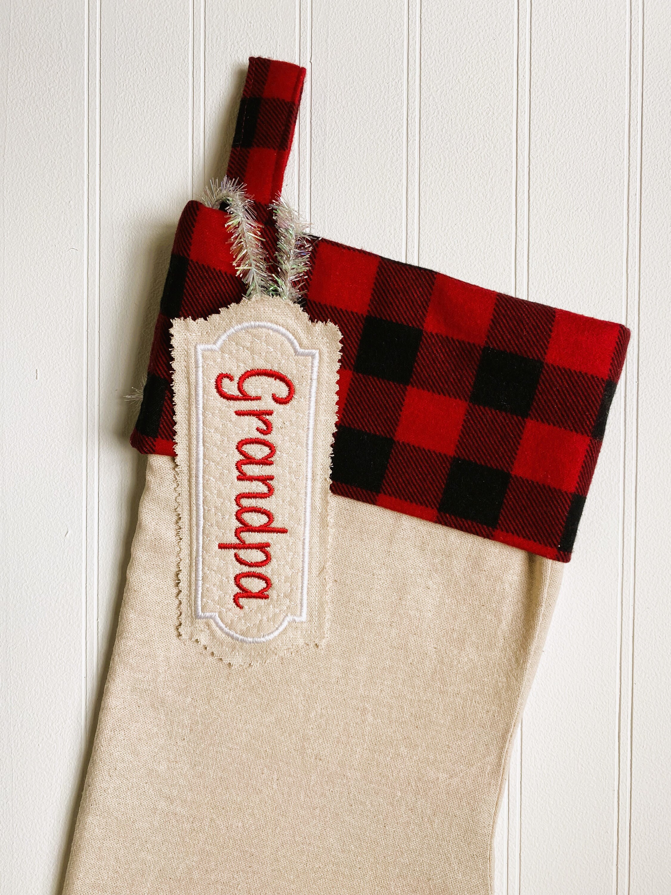 Rustic Quilted Name Tag With Embroidered Name - Etsy
