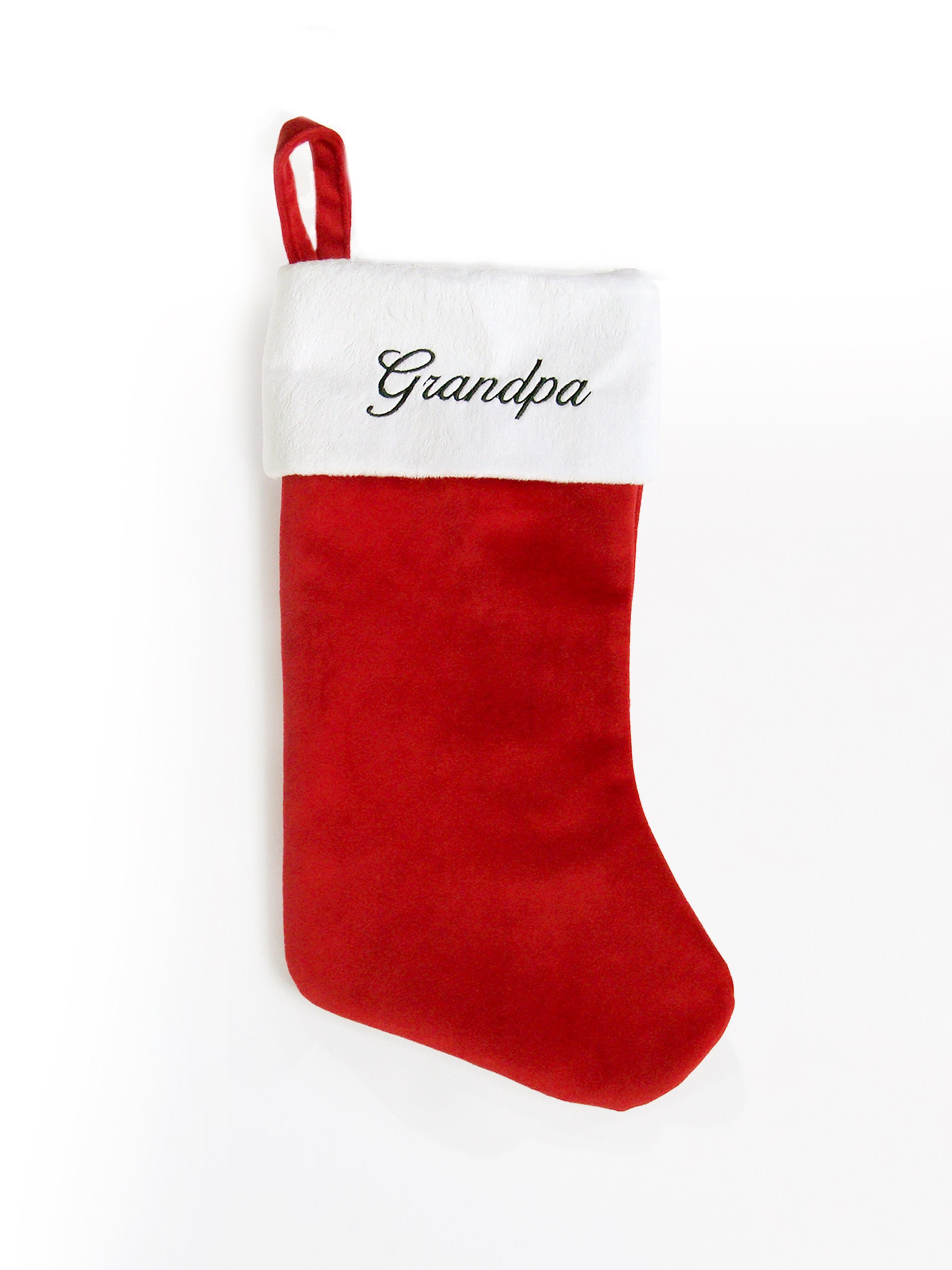 Red Velvet Christmas Stocking With White Cuff Two Sizes 18 and 23 Name ...