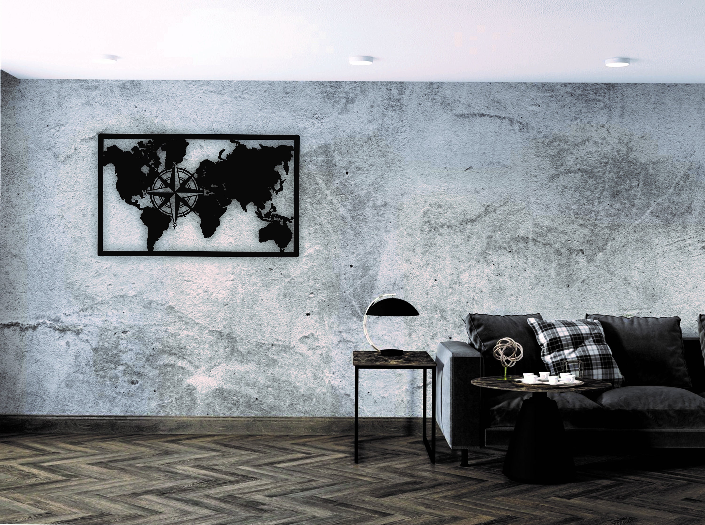 Metal World Mapmetal World Map Compassmetal Compassmetal - Etsy