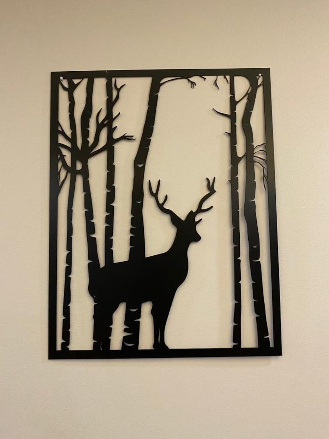 Deer & Forest Metal Wall Art, Scenic Laser Cut Metal Wall Decor,alaska ...