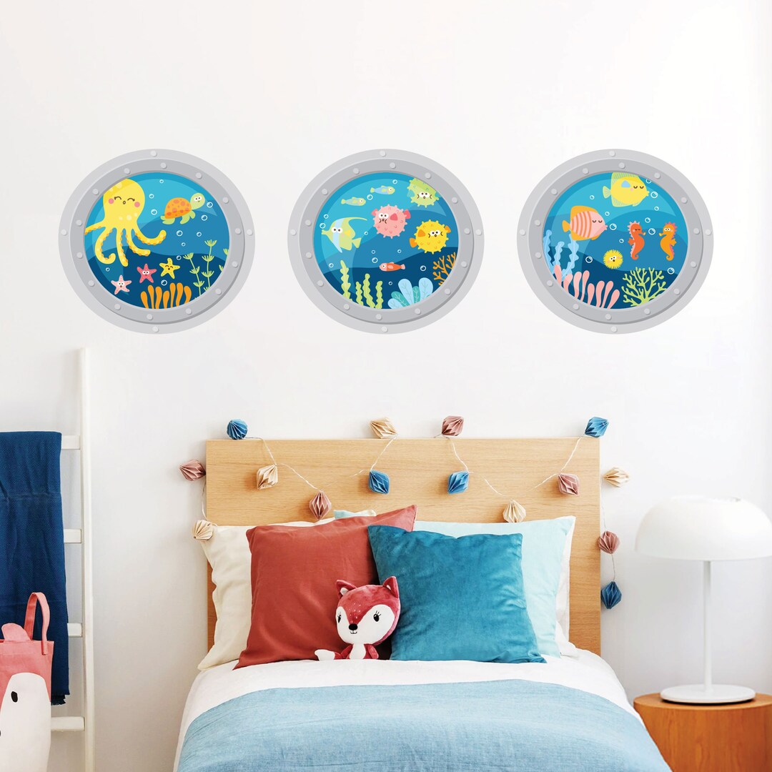 Porthole Wall Decal, Ocean View Wall Sticker, Marine Wall Decal, Ocean ...