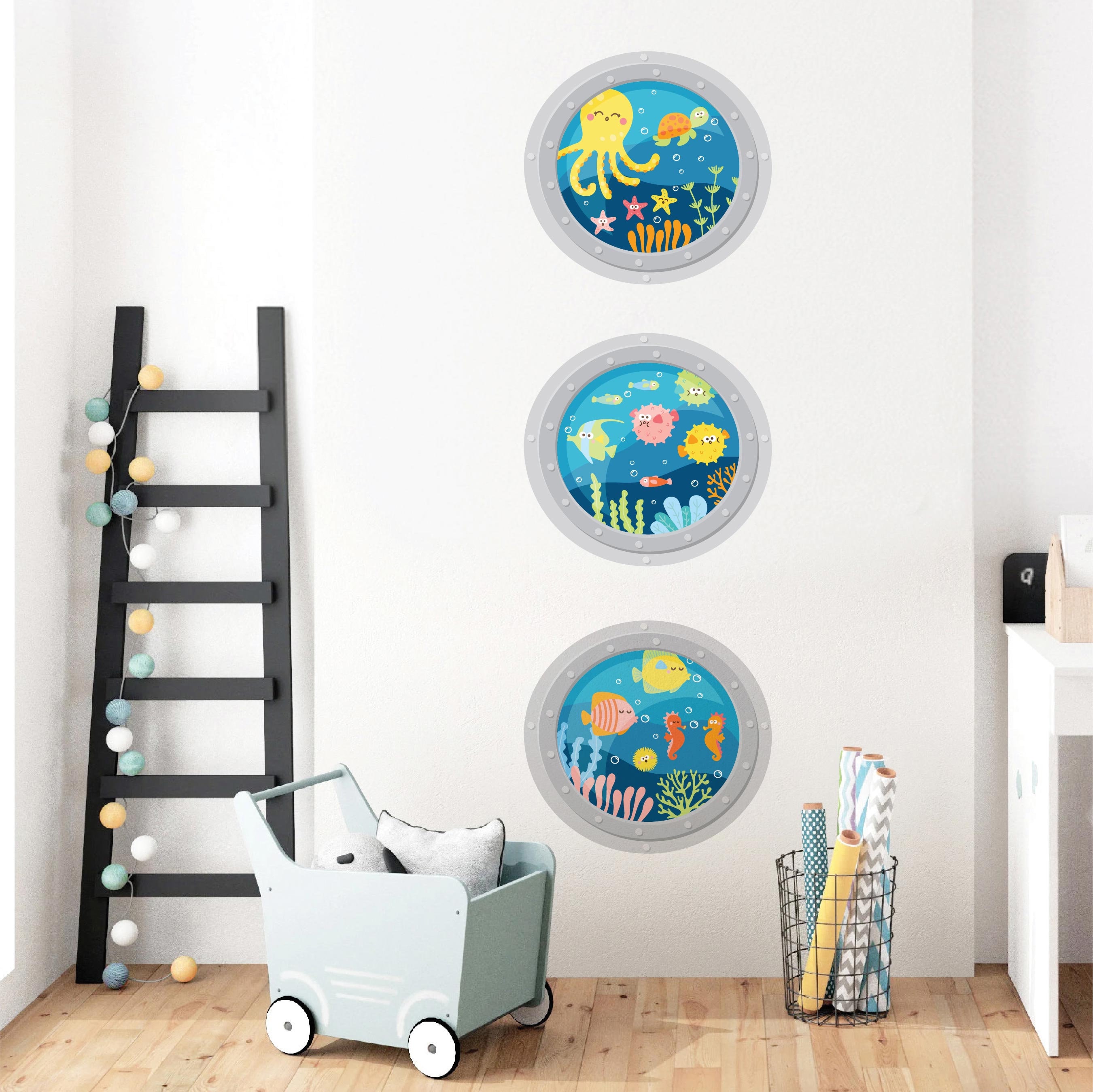 Porthole Wall Decal, Ocean View Wall Sticker, Marine Wall Decal, Ocean ...