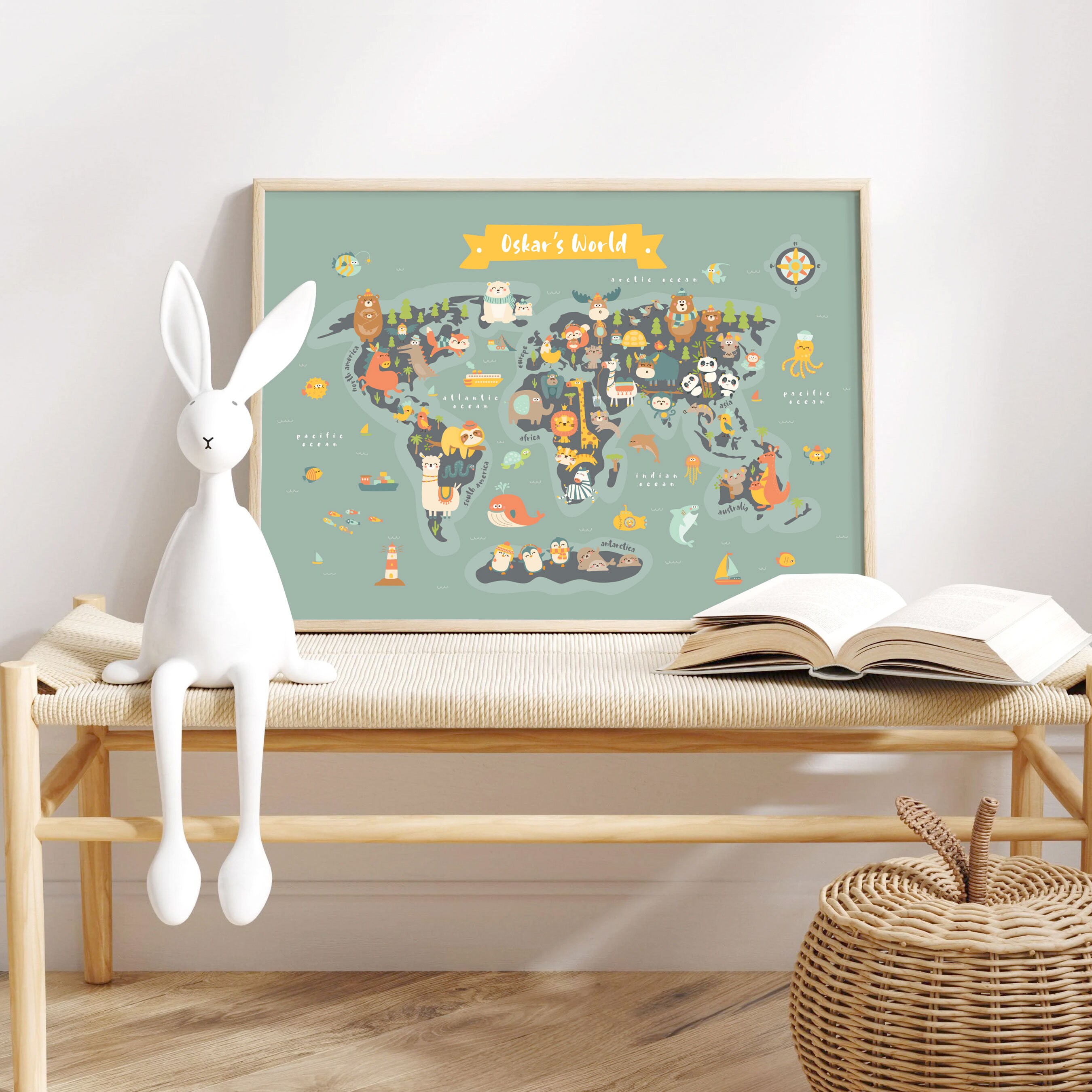 Customized Kids World Map Printable Poster, Educational Fun - Etsy