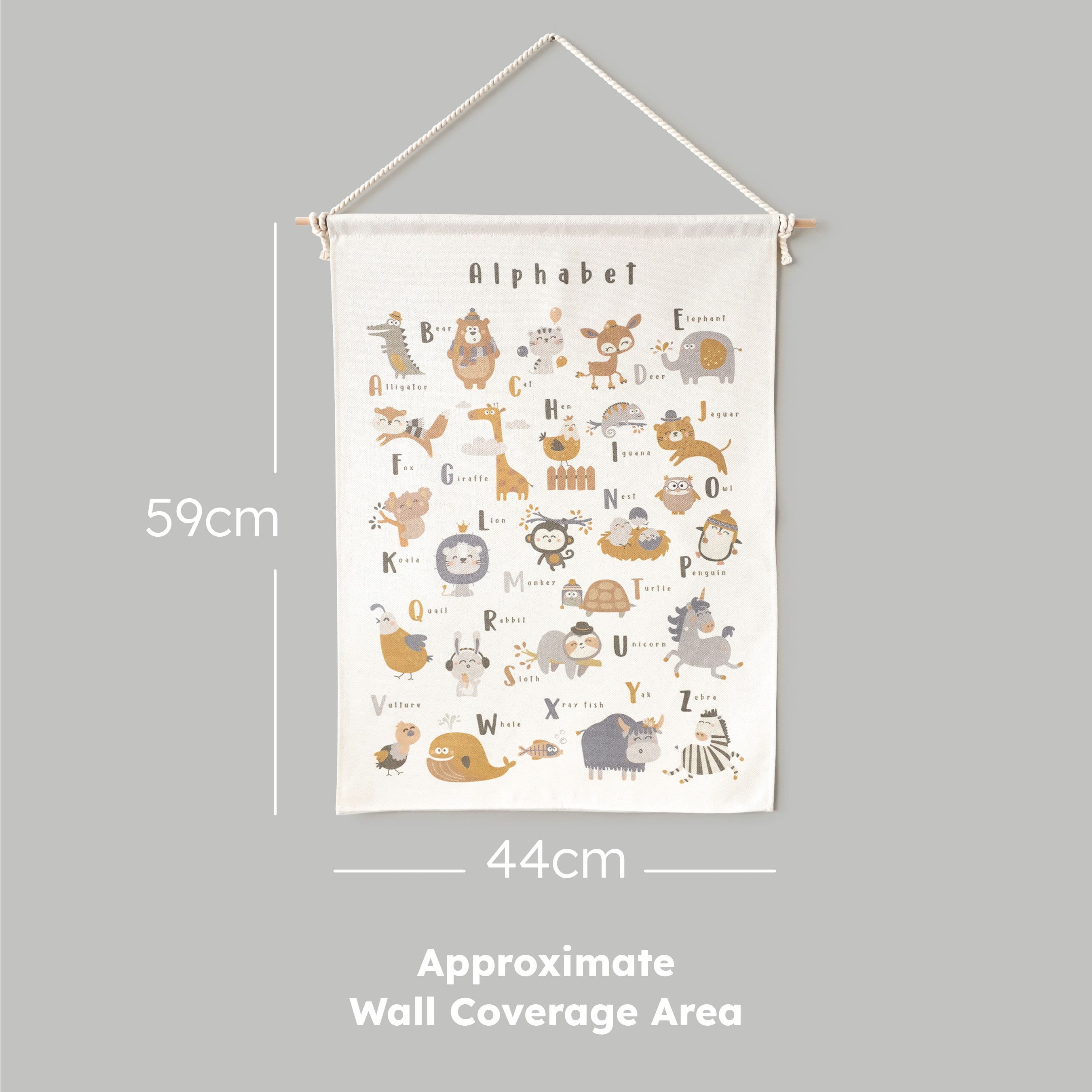 English Alphabet Wall Tapestry, Natural Cotton Woven Wall Hanging ...