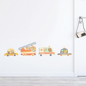 Emergency Vehicle Wall Sticker, Rescue Vehicle Wall Decal, Fire Truck ...