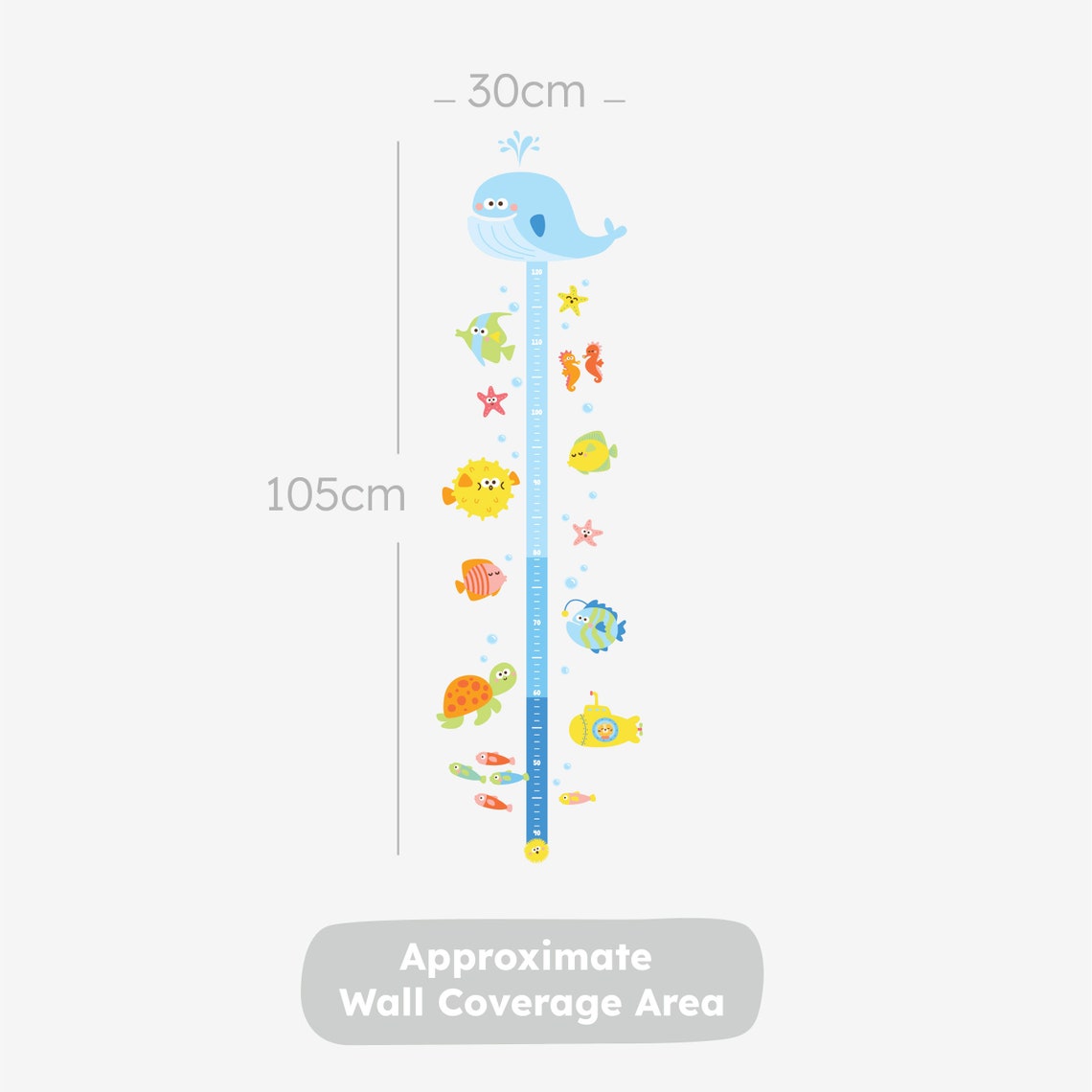 Ocean Peel and Stick Height Chart Ocean Wall Sticker Growth - Etsy