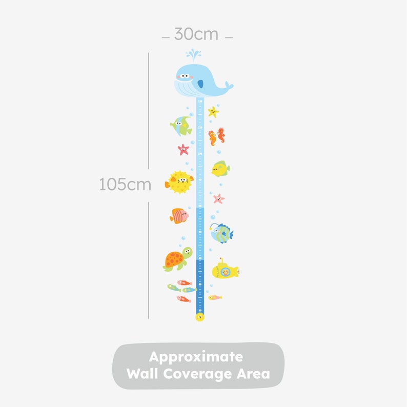 Ocean Peel and Stick Height Chart, Ocean Wall Sticker Growth Chart ...