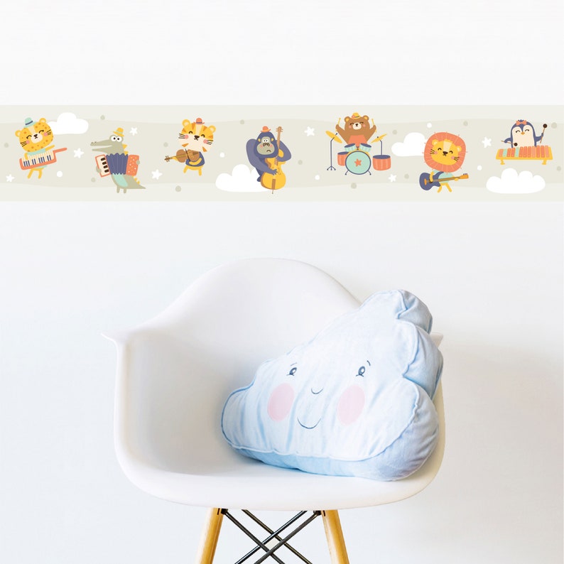 Cute Music Band Wall Border Sticker, Musician Animal Wall Border Decal ...