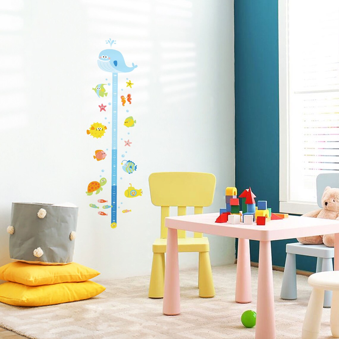 Ocean Peel and Stick Height Chart, Ocean Wall Sticker Growth Chart ...