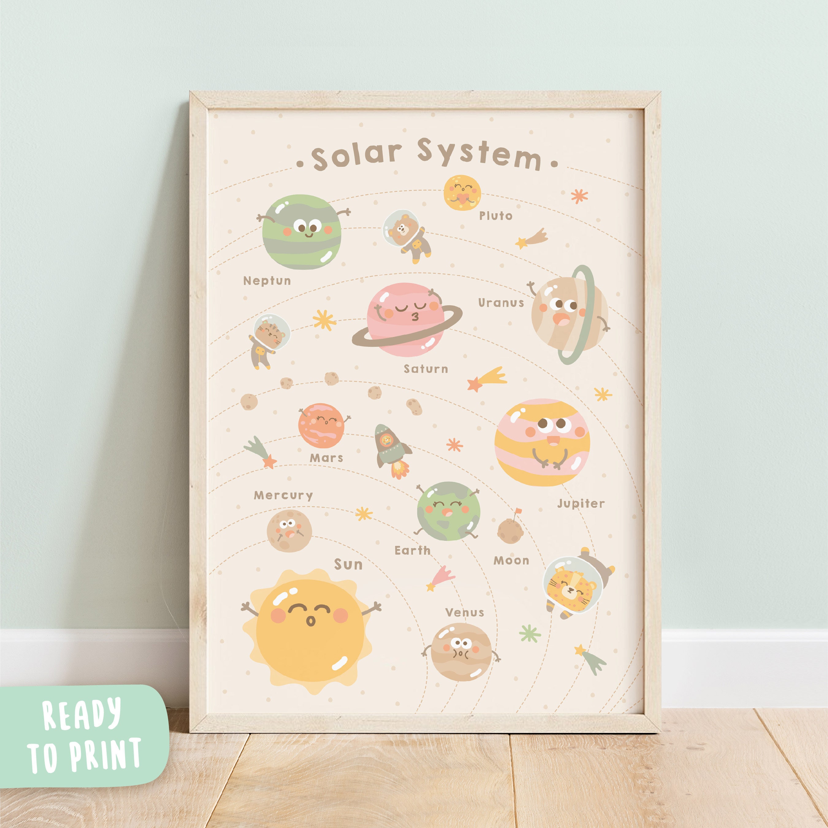 Printable Solar System Poster for Kids - Instant Download for Bedroom ...