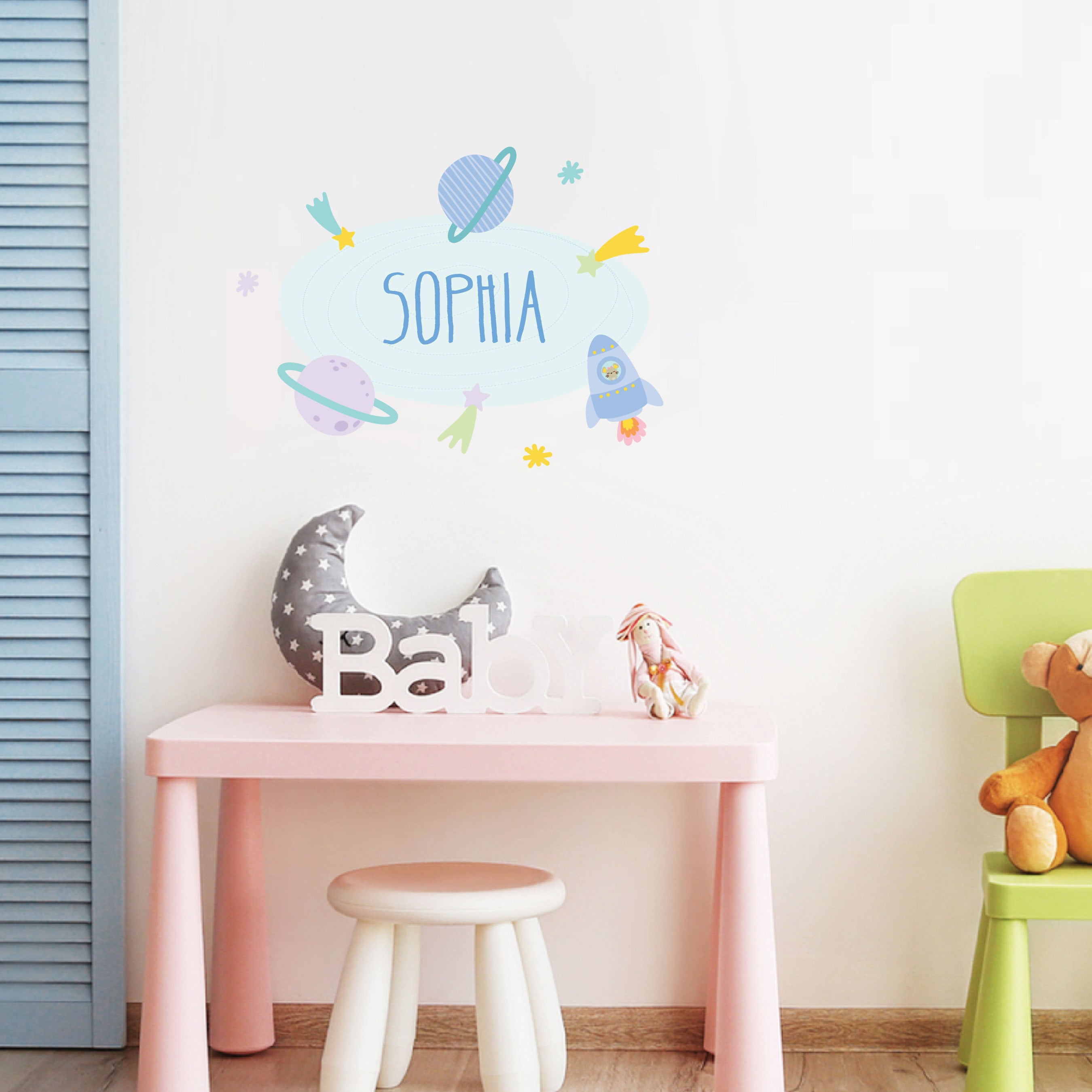 Personalized Name Wall Decal, Space Wall Decal, Name Wall Sticker ...