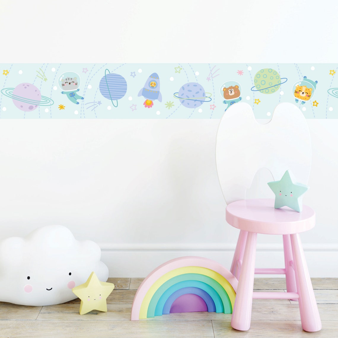Space Journey Wall Border Sticker, Astronaut Planet Wall Border Decal, Space Rocket Wall Border ...