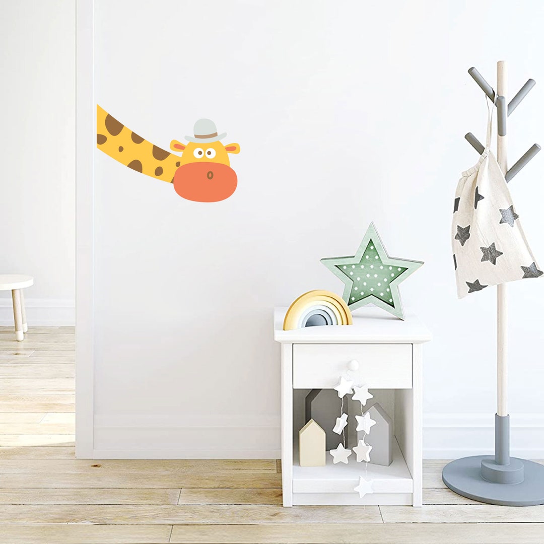 Giraffe Head Wall Sticker, Giraffe Wall Decal, Giraffe Wall Art, Kid ...