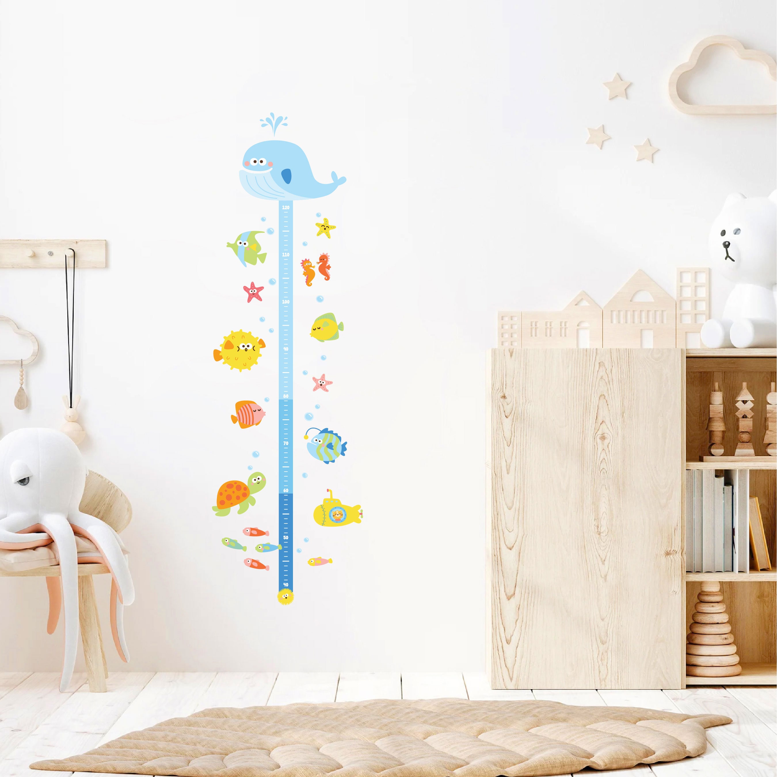 Ocean Peel and Stick Height Chart, Ocean Wall Sticker Growth Chart ...
