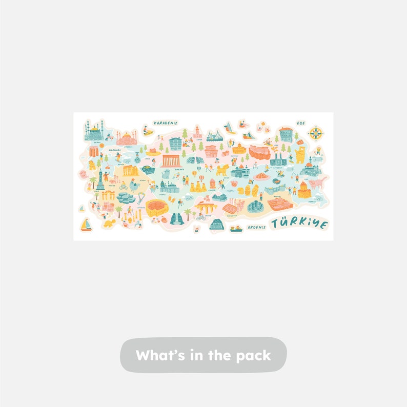 Turkey Map Wall Decal Cultural Turkey Map Wall Sticker - Etsy