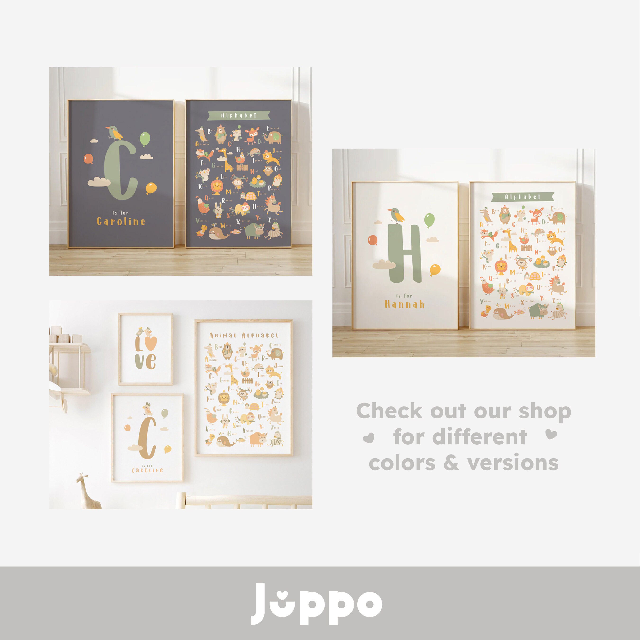 Personalized Alphabet Printable Poster Set of 2 Custom ABC Wall Art ...