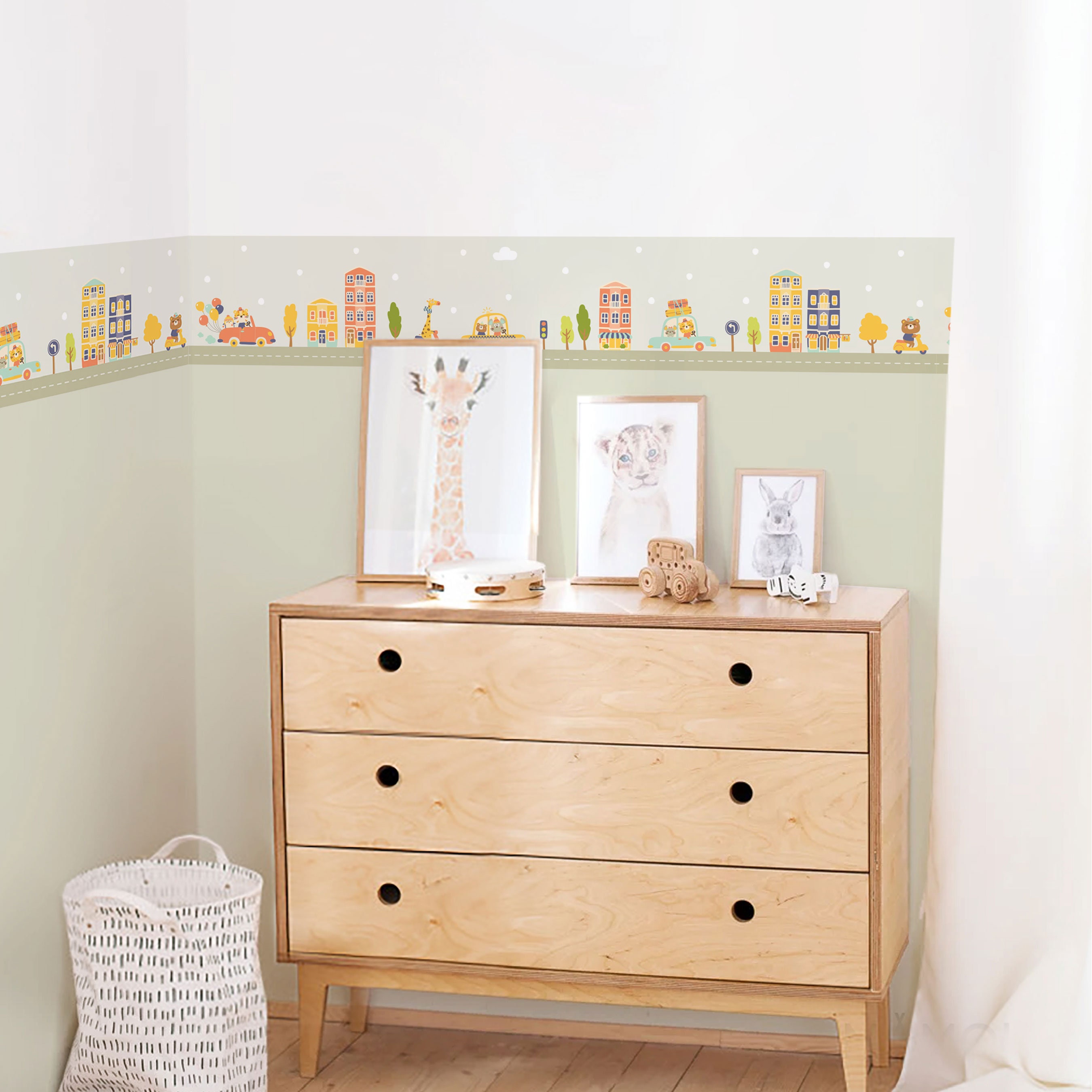 City Traffic Wall Border Decal, Traffic Wall Border, Transportation Wall Decal, Vehicles Animals ...