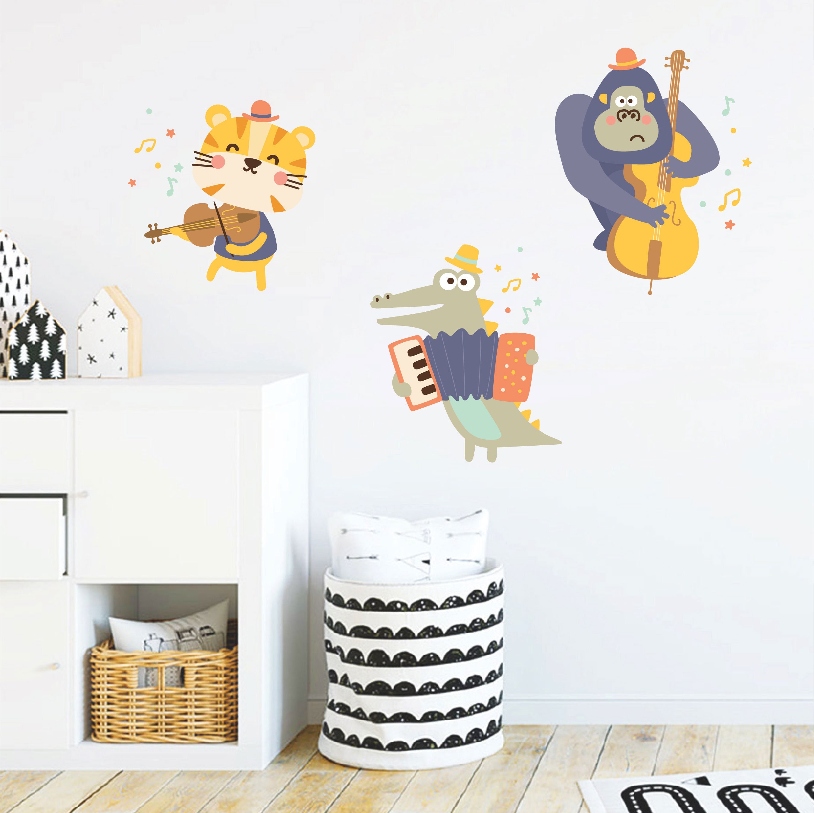 Animal Musicians Wall Sticker, Animal Music Band Wall Decal, Gorilla ...